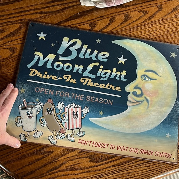Accents | Tin Sign Blue Moonlight Drivein Theater Open For The Season ...